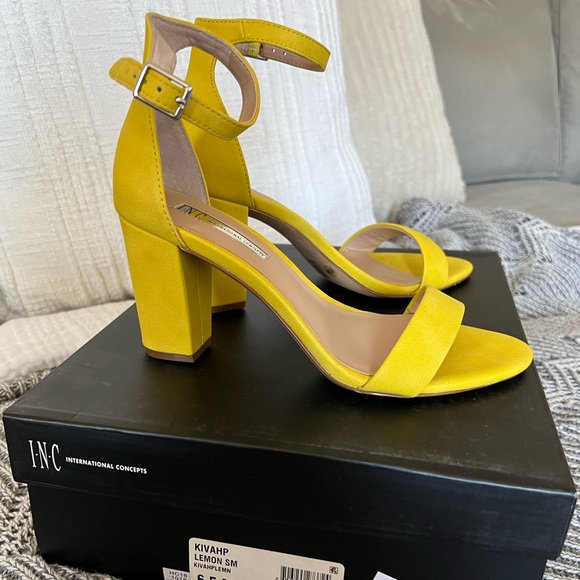INC International Concepts | Shoes | Inc Lemon Yellow Strappy Heel In ...